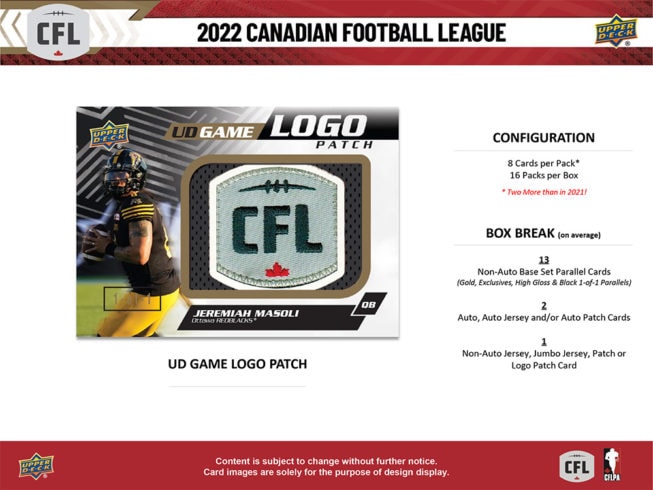 2022 UPPER DECK CFL FOOTBALL HOBBY BOX - Breakaway Sports Cards