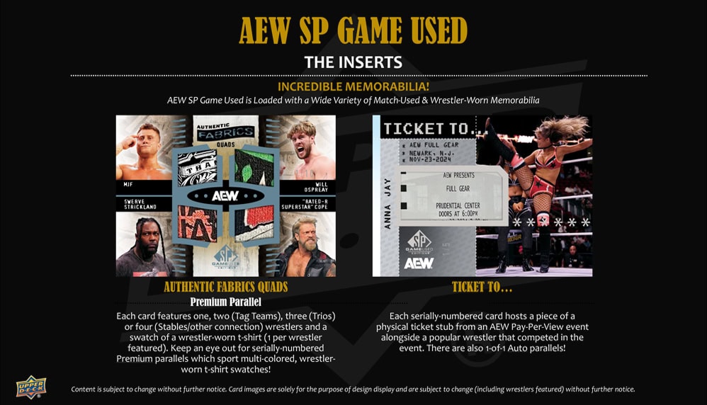 2025 UPPER DECK AEW ALL ELITE WRESTLING SP GAME USED HOBBY BOX ...